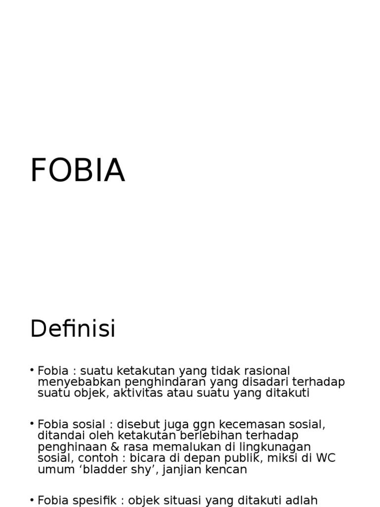 Fobia | PDF | Gangguan Kecemasan | Fobia
