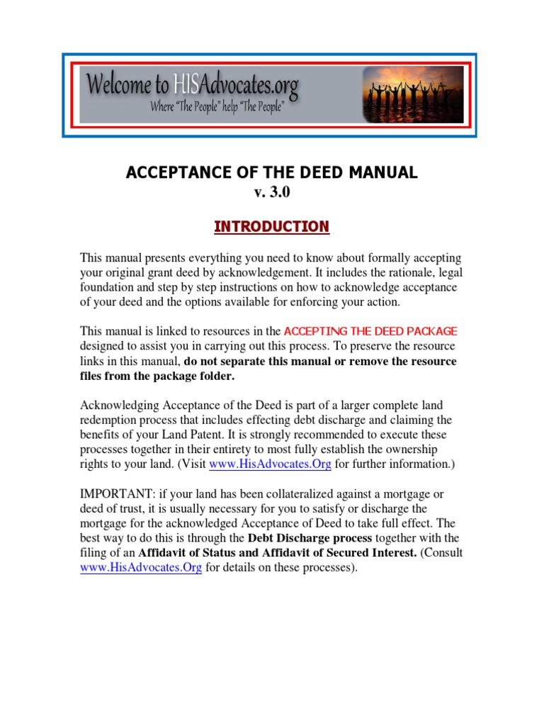 Acceptance of the Deed-process Manual v 3.0 | Seisin | Deed