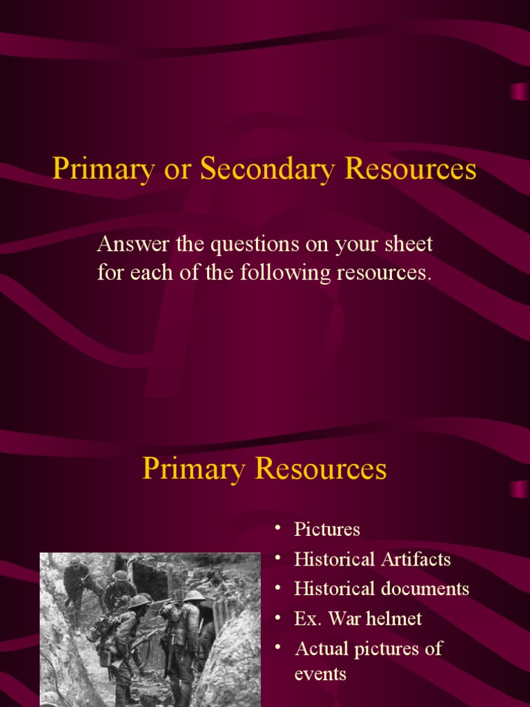 Identifying Primary vs. Secondary Resources | PDF | History | General ...