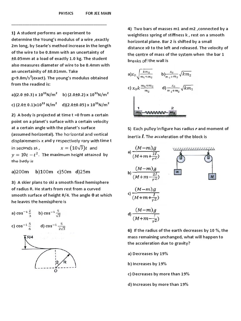 Jee Main Physics Sample Paper | PDF | Photoelectric Effect | Refraction