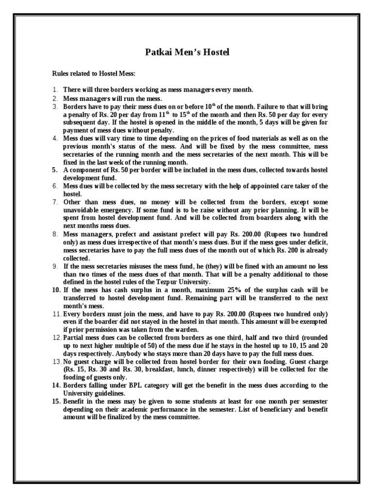 Mess Rules NMH | PDF | Government | Economies