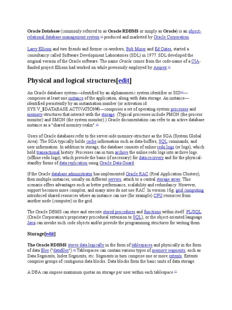Physical and Logical Structures : Oracle Database (Commonly Referred To ... Physical and Logical Structures : Oracle Database (Commonly Referred To ...