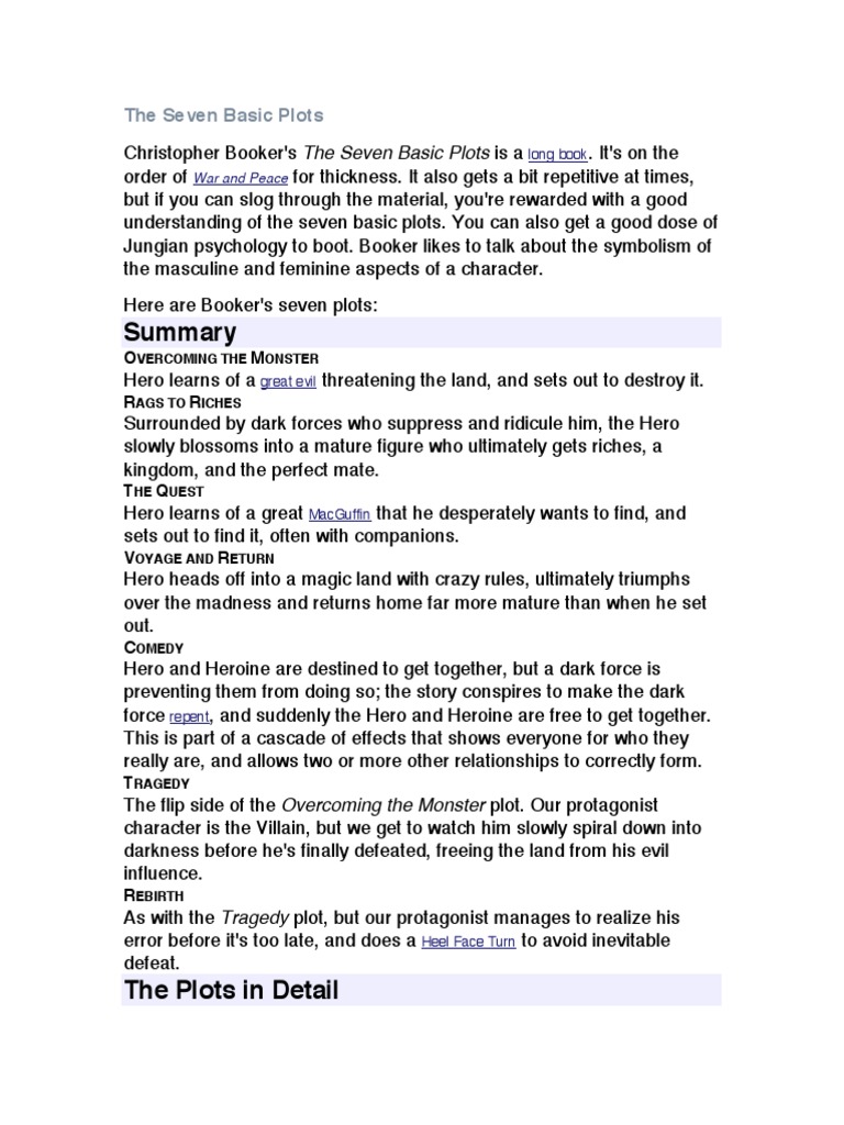 The Seven Basic Plots PDF | PDF | Quest | Hero