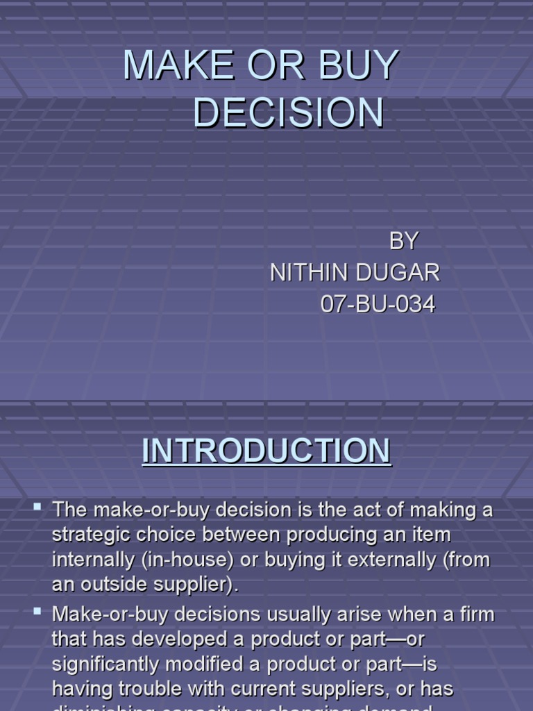 Make or Buy Decision | Supply Chain | Leadership
