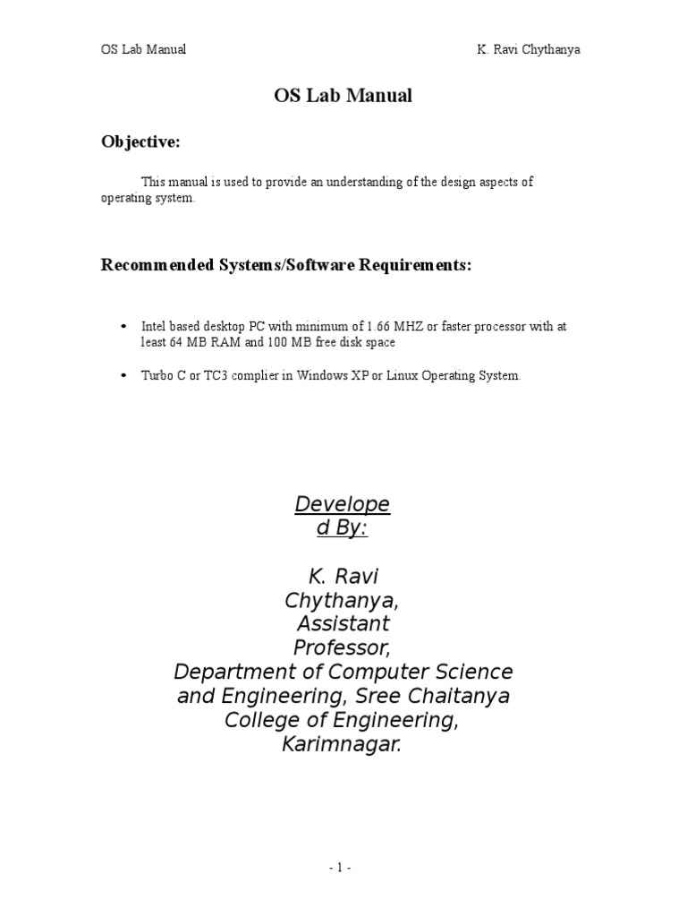 OS Lab Manual: Objective | PDF | Operating System | Scheduling (Computing)
