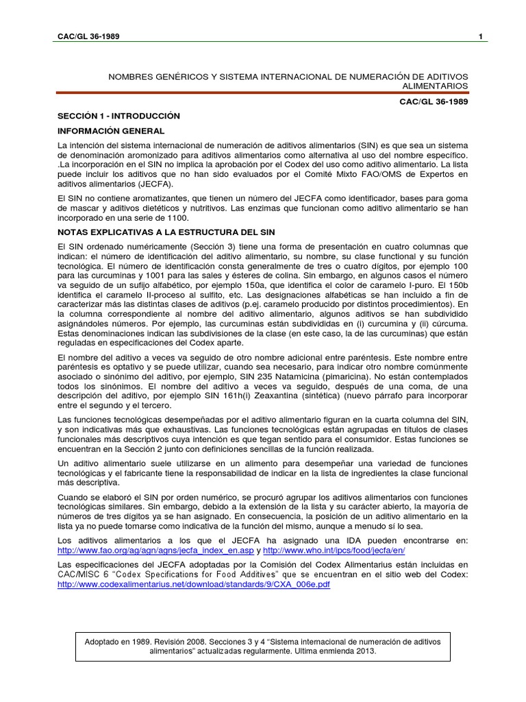 Aditivos Alimentarios Codex | PDF | Alimentos | Antioxidante