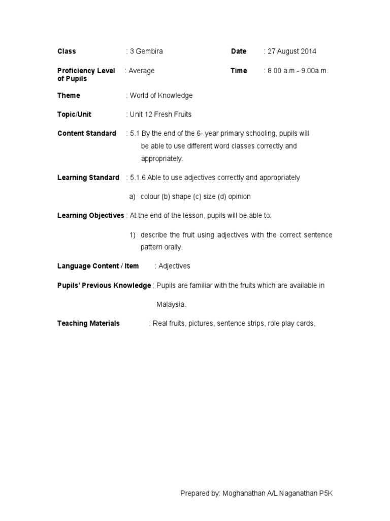 Lesson Plan Grammar | Lesson Plan | Epistemology