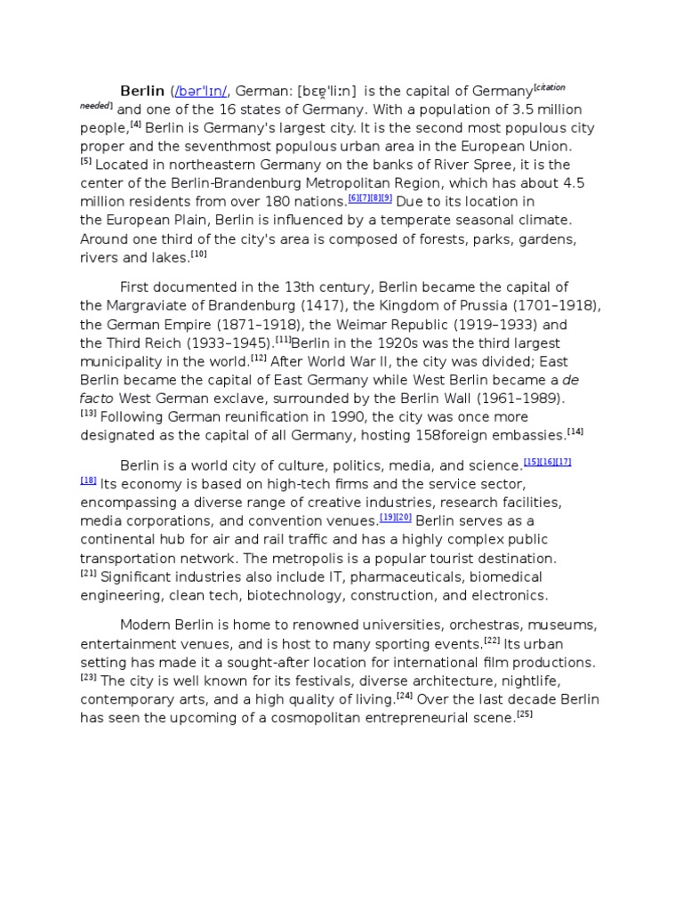 Berlin: Capital of Germany Explained | PDF