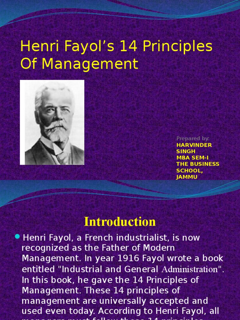 Henri Fayol's 14 Principles of Management: Prepared by | PDF ...