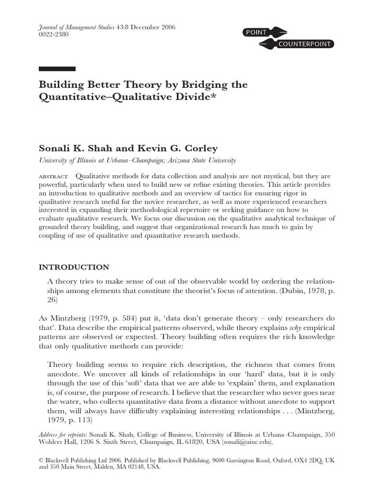 Building Better Theory by Bridging The Quantitative-Qualitative Divide ...