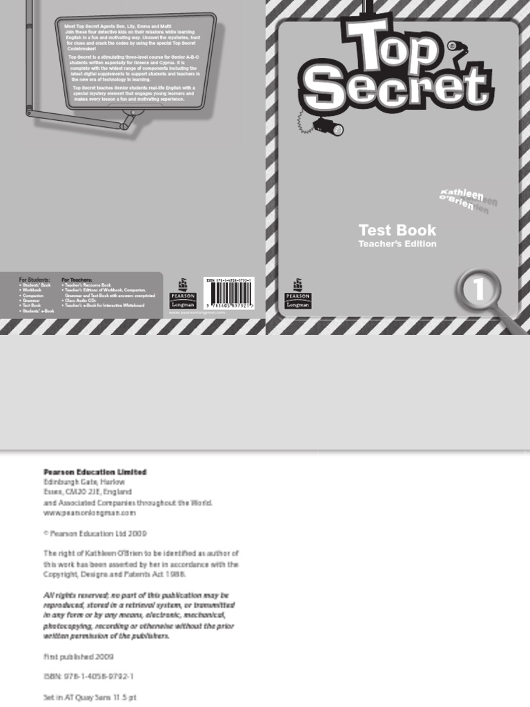 Top Secret 1 Test book (Teacher’s edition)
