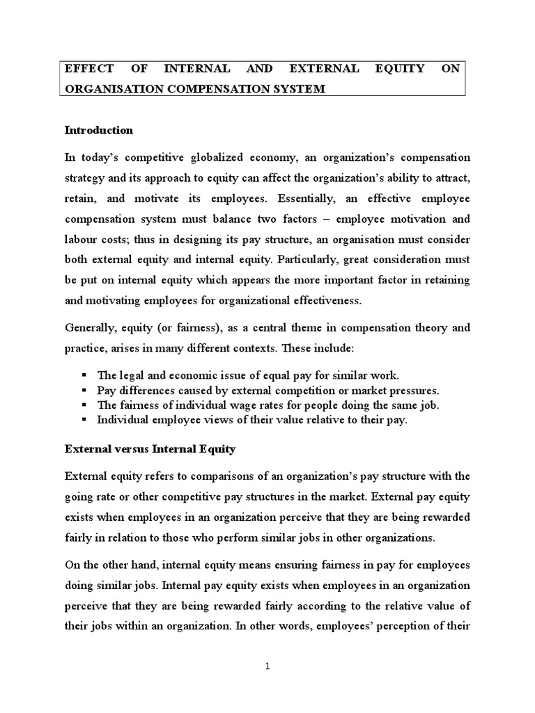 Balancing External and Internal Equity: Achieving Fairness in ...