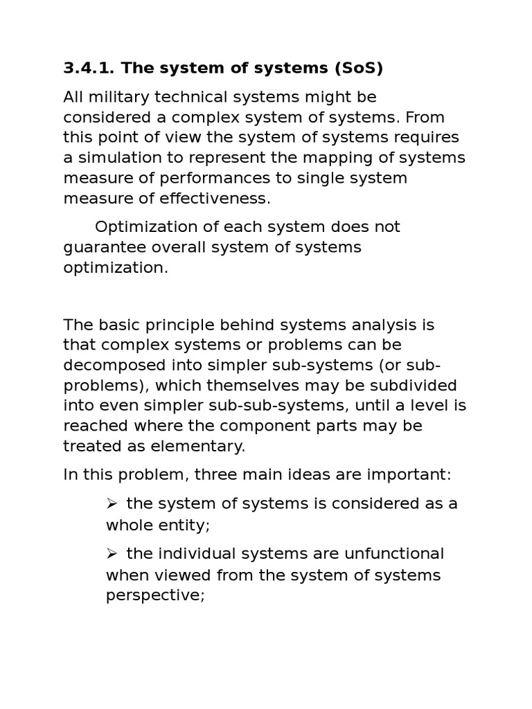 3.4.1. The System of Systems (Sos) | PDF | System | Mathematical ...