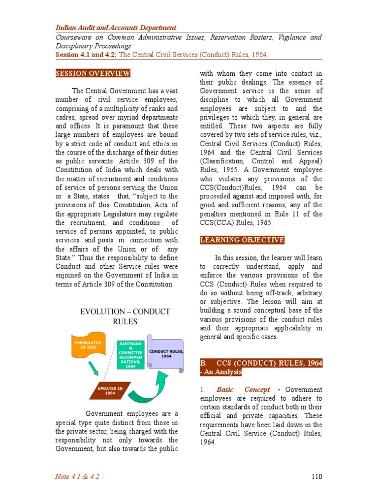 CCS (Conduct) Rules - Session 4.1 & 4.2 | PDF | Civil Service | Crime ...