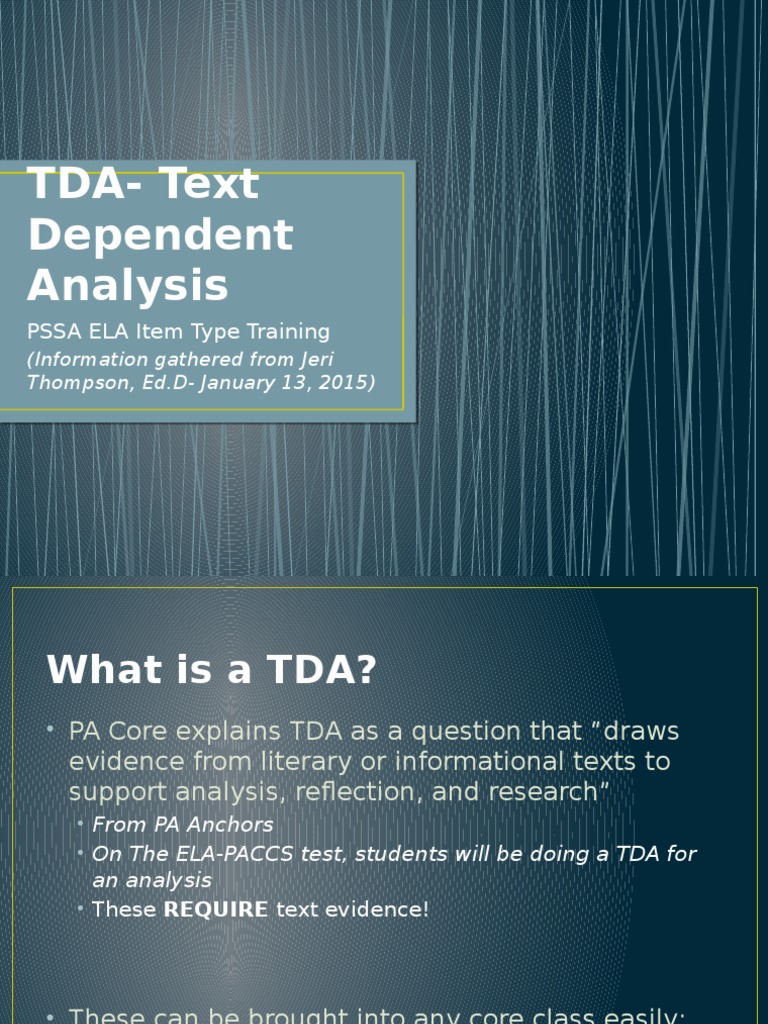 Tda - Text Dependent Analysis | PDF | Essays | Question