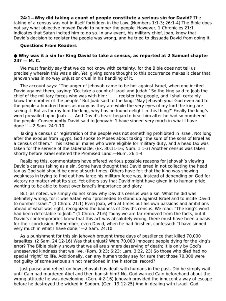 David Census | David | Books Of Samuel