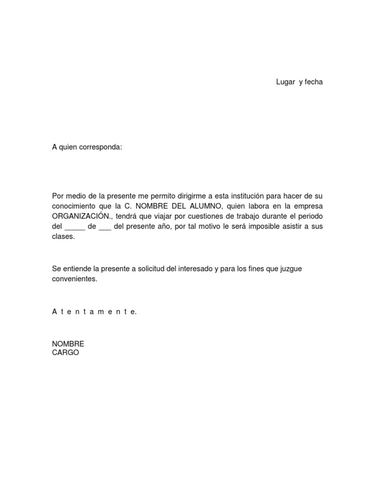 Carta de Aviso Par Faltar A Clases | PDF | Crecimiento personal y ...