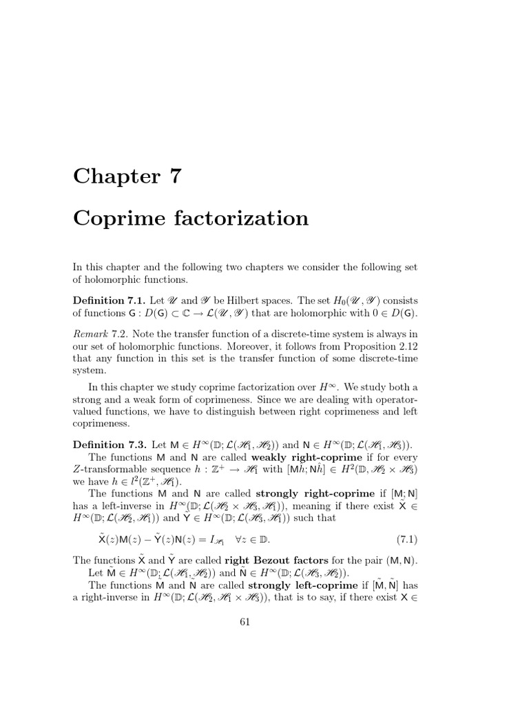 Coprime Factorisation | PDF | Control Theory | Theorem