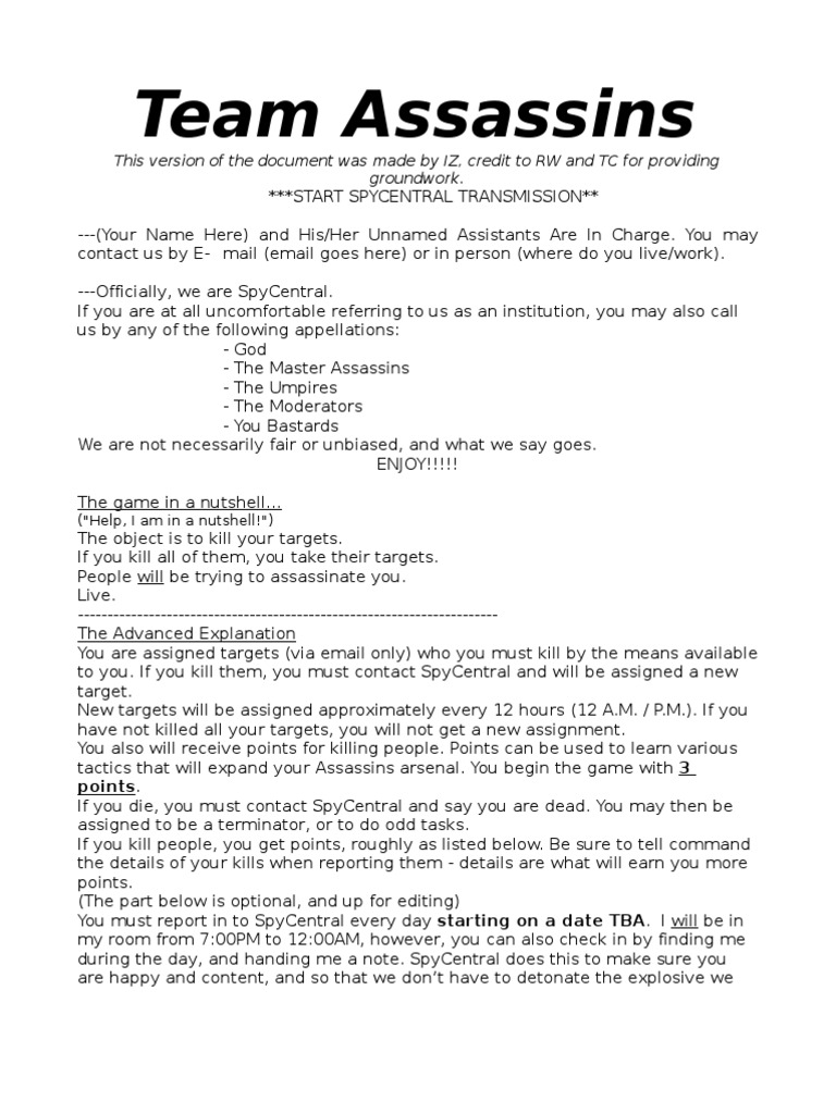 Team Assassins | PDF | Assassination | Toxin