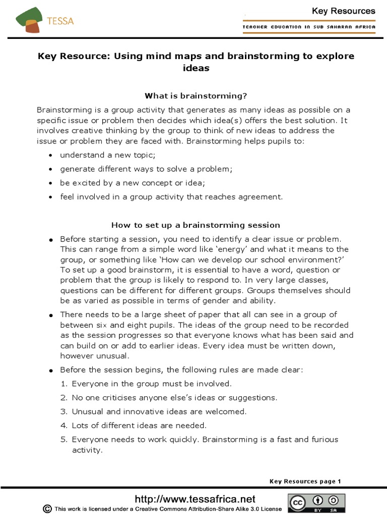 Brainstorming And Mind Mapping Guide Pdf Self Improvement Science