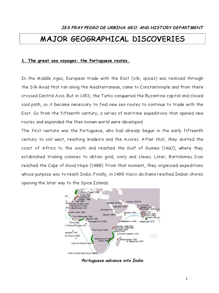 Major Geographical Discoveries | PDF | Christopher Columbus | Spanish ...