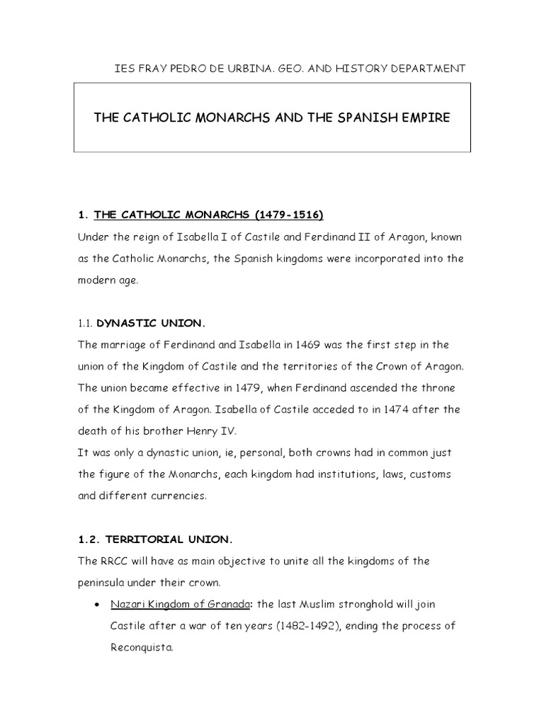The Catholic Monarchs and The Spanish Empire | PDF | Spanish Empire | Spain