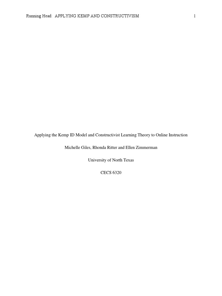 Applying The Kemp Id Model and Constructivist Learning Theory To Online ...