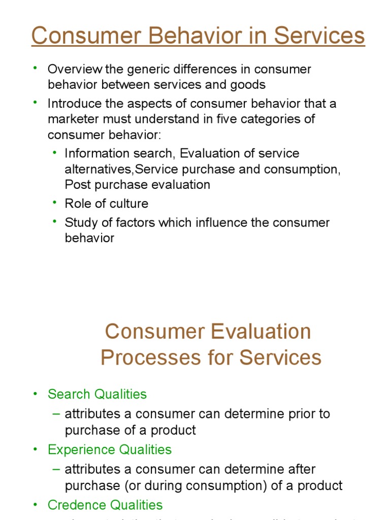 Consumer Behavior in Services | PDF | Consumer Behaviour | Attitude ...