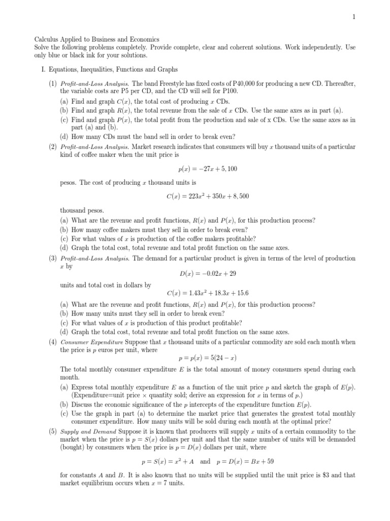 Calculus For Bus and Econ Sample PDF | PDF | Demand | Price Elasticity ...