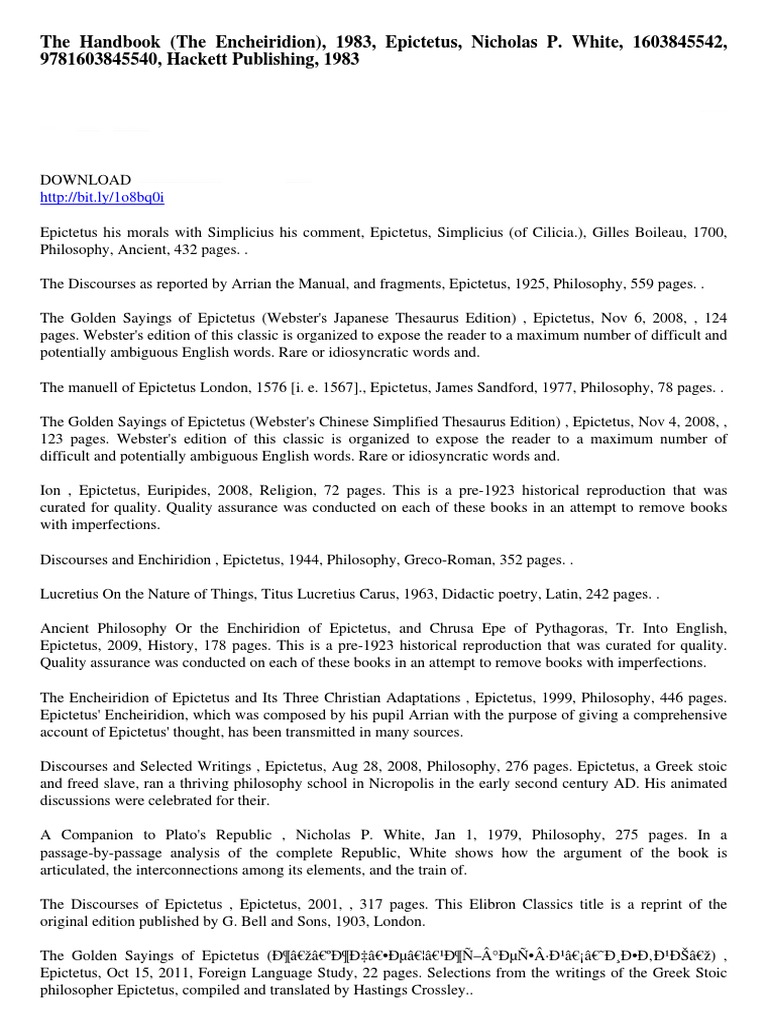 The Handbook The Encheiridion | PDF | Epictetus