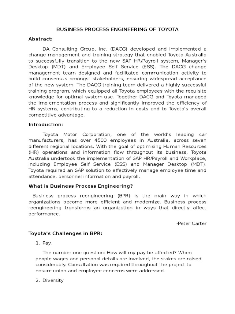Business Process Engineering of Toyota | PDF | Accountability | Leadership