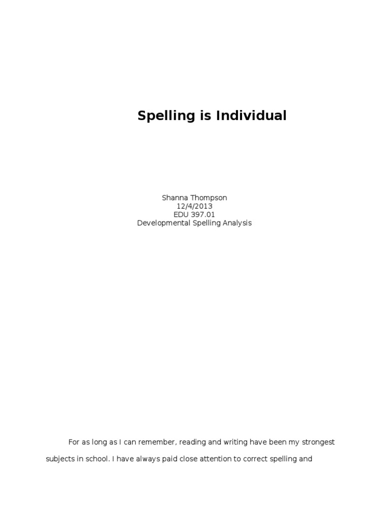 Individualized Spelling Instruction Analysis | PDF | Spelling | Teachers