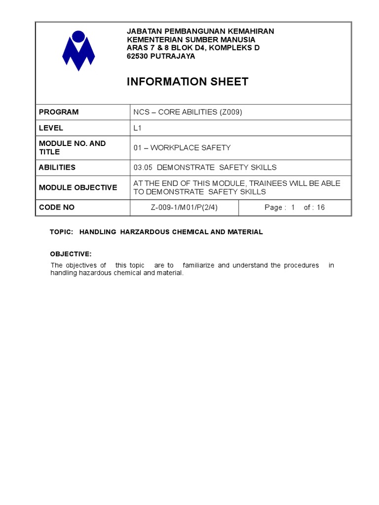 Core Abilities in Chemical Safety | PDF | Personal Protective Equipment ...