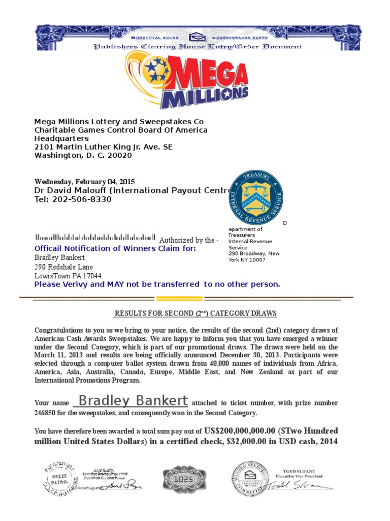 Winning Sweepstakes Letter