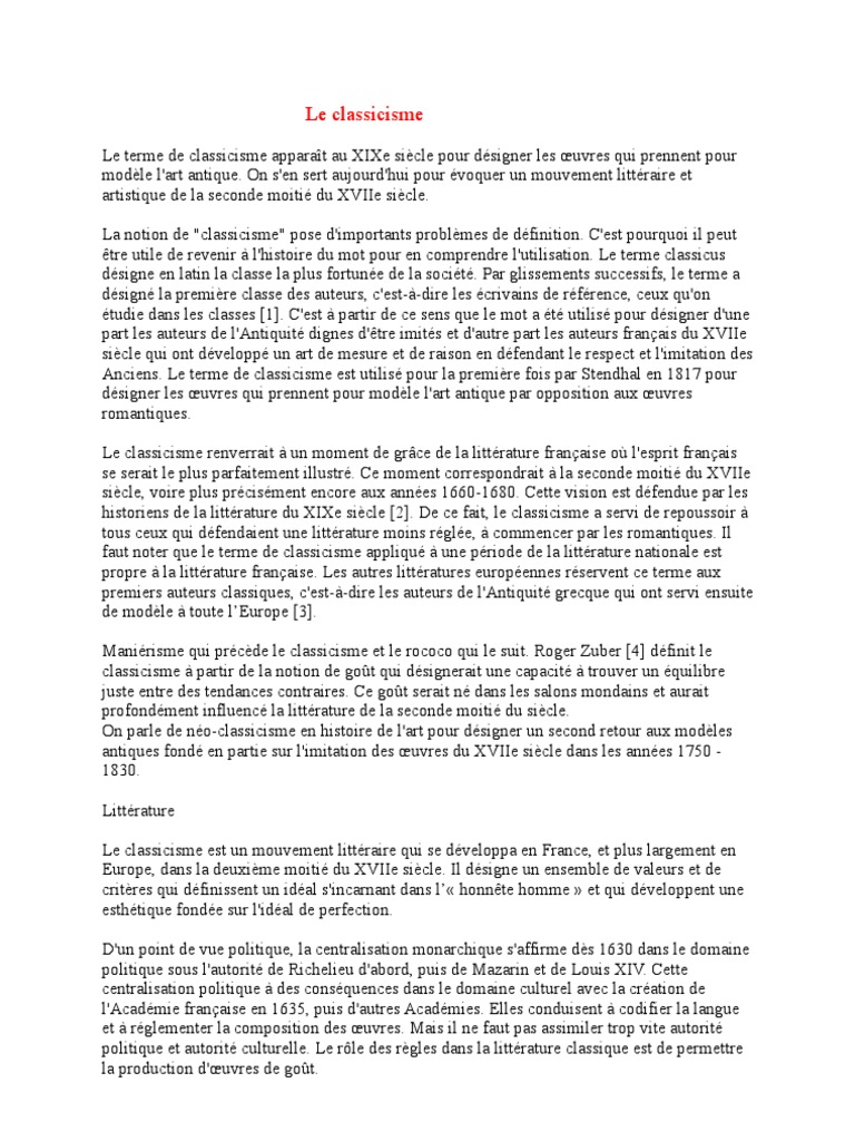 Le Classicisme | PDF | Classicisme | Science
