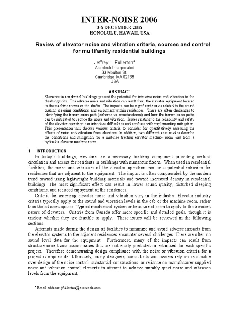 Elevator Noise Pdf Elevator Sound