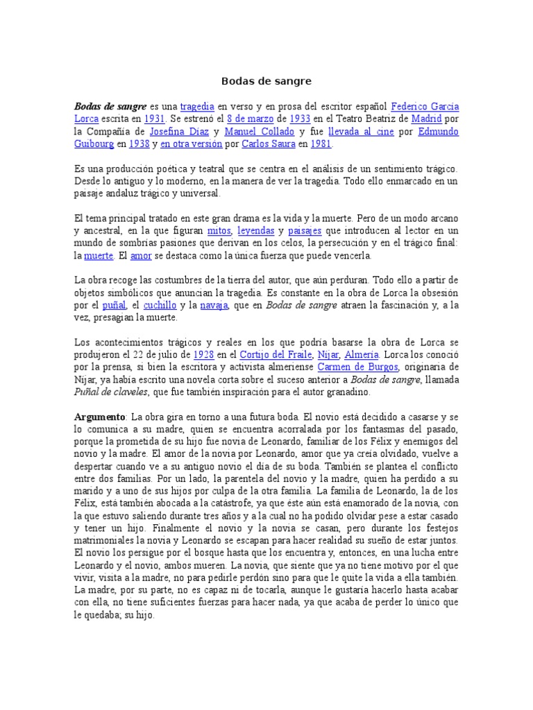 Bodas de Sangre: Tragedia y Pasión | PDF