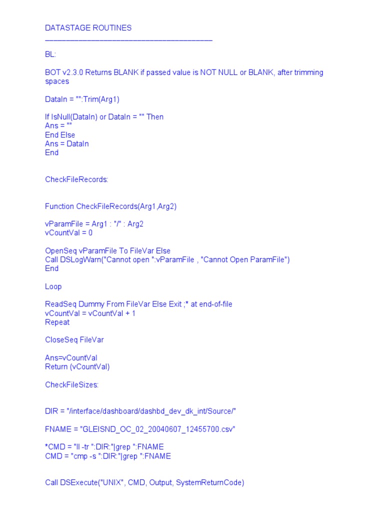 Datastage Routines | PDF | Filename | Parameter (Computer Programming)