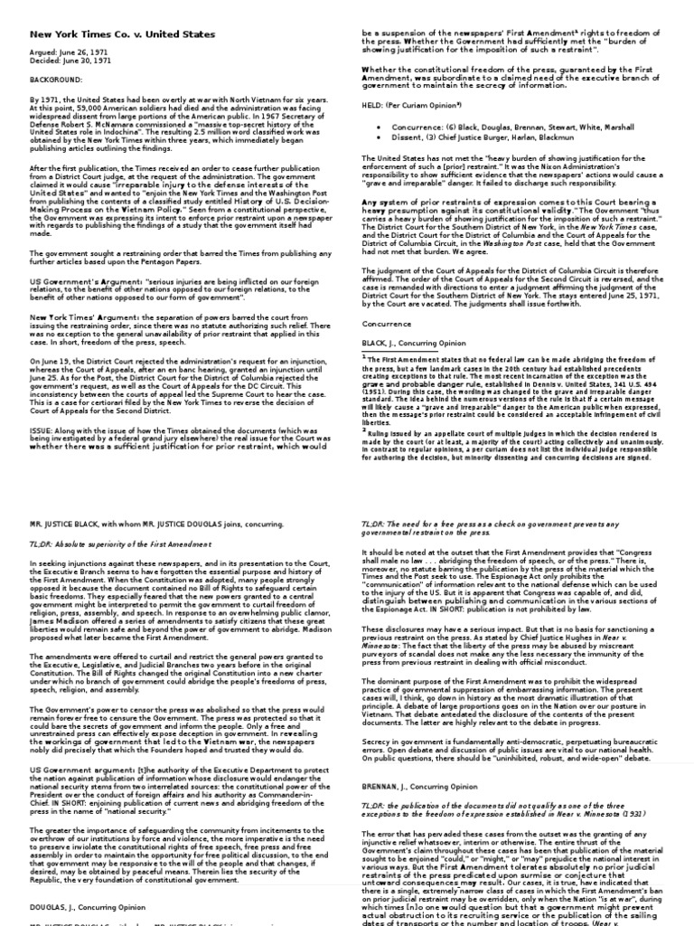 Press Freedom vs. Government Restraint | PDF | First Amendment To The ...