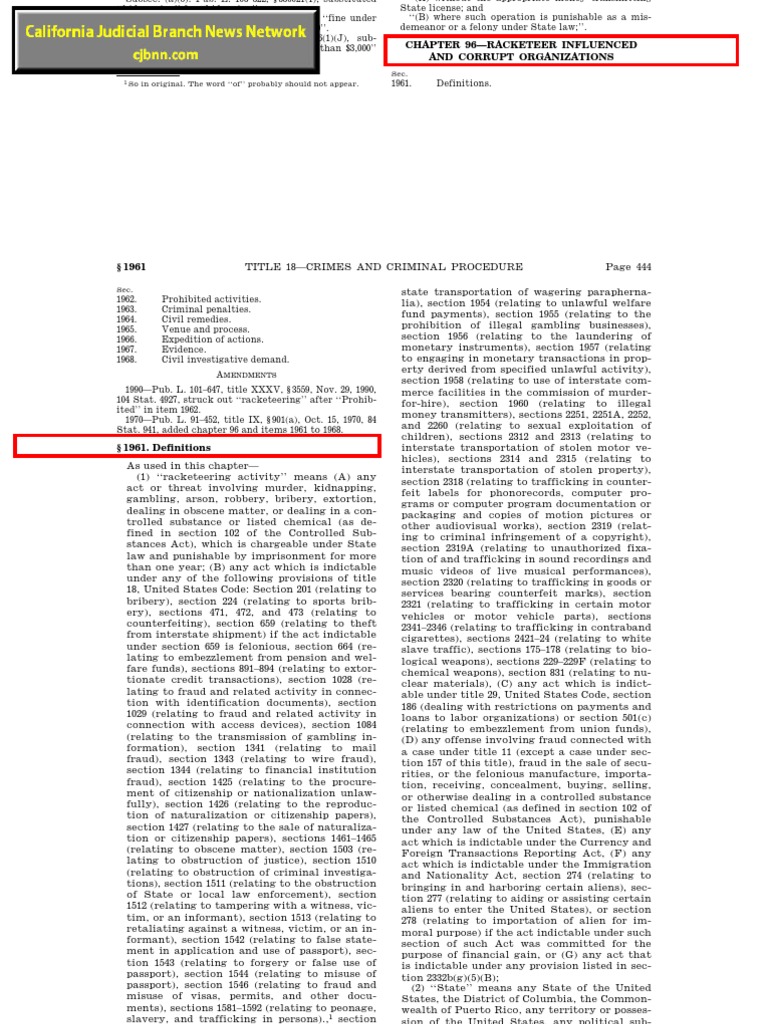 RICO Racketeering 18-USC-1961-1968 & Jury Instructions: Racketeer ...