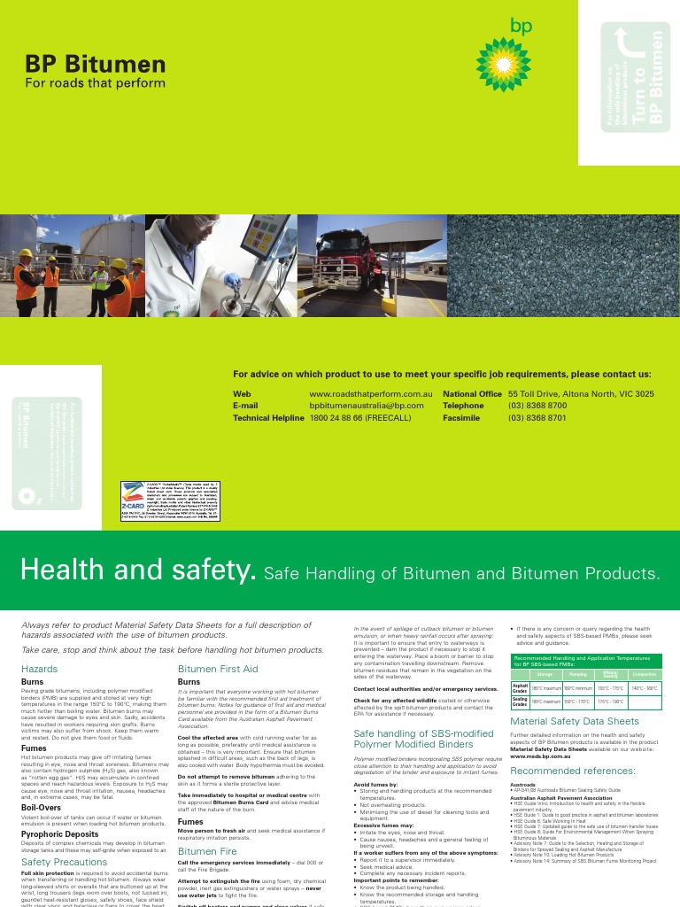 Safe Handling of Bitumen Products | PDF | Asphalt | Burn