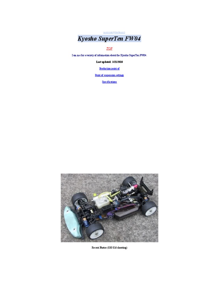 Kyosho SuperTen FW04 Overview | PDF | Gear | Vehicle Technology