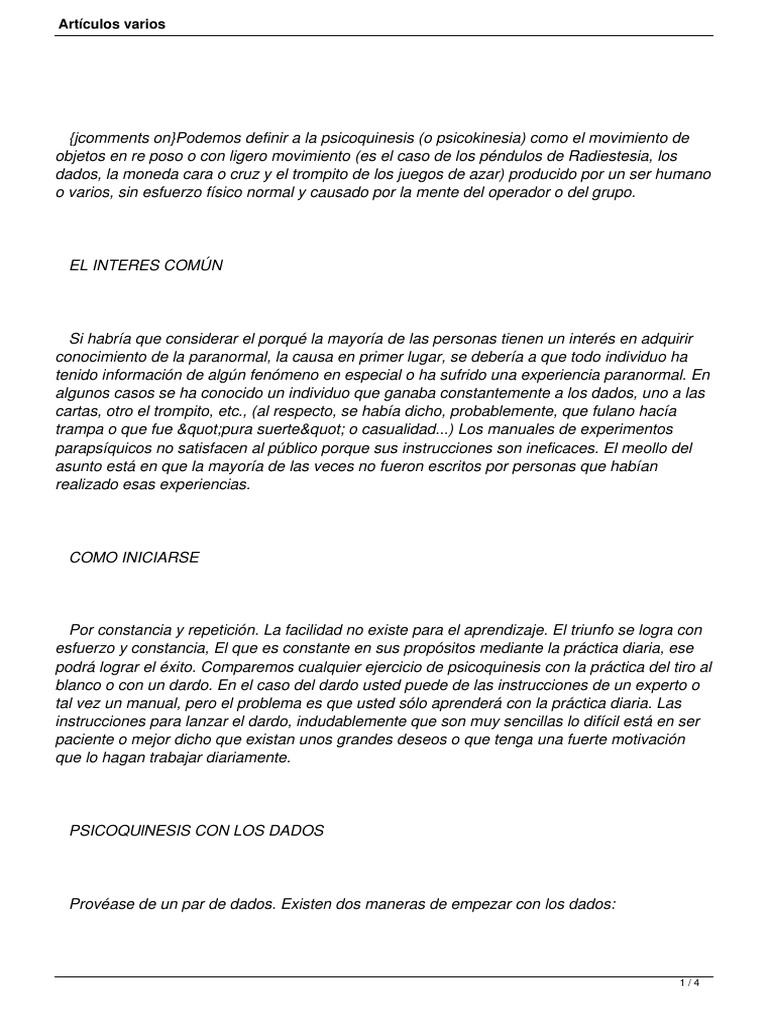 Psicoquinesis | PDF | Mente inconsciente | Mente