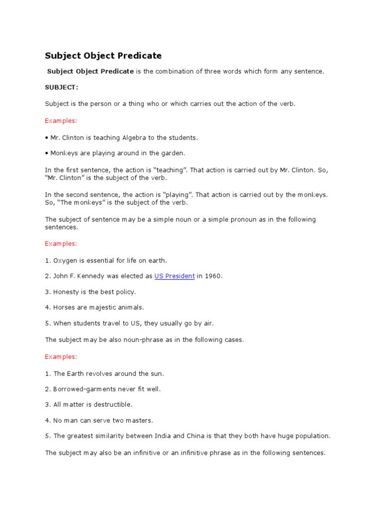 ENGLISH Subject Object Predicate | Download Free PDF | Grammatical ...
