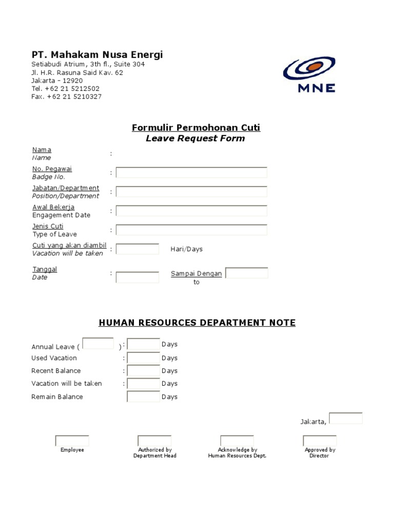 Leave Request Form Template | PDF | Career & Growth