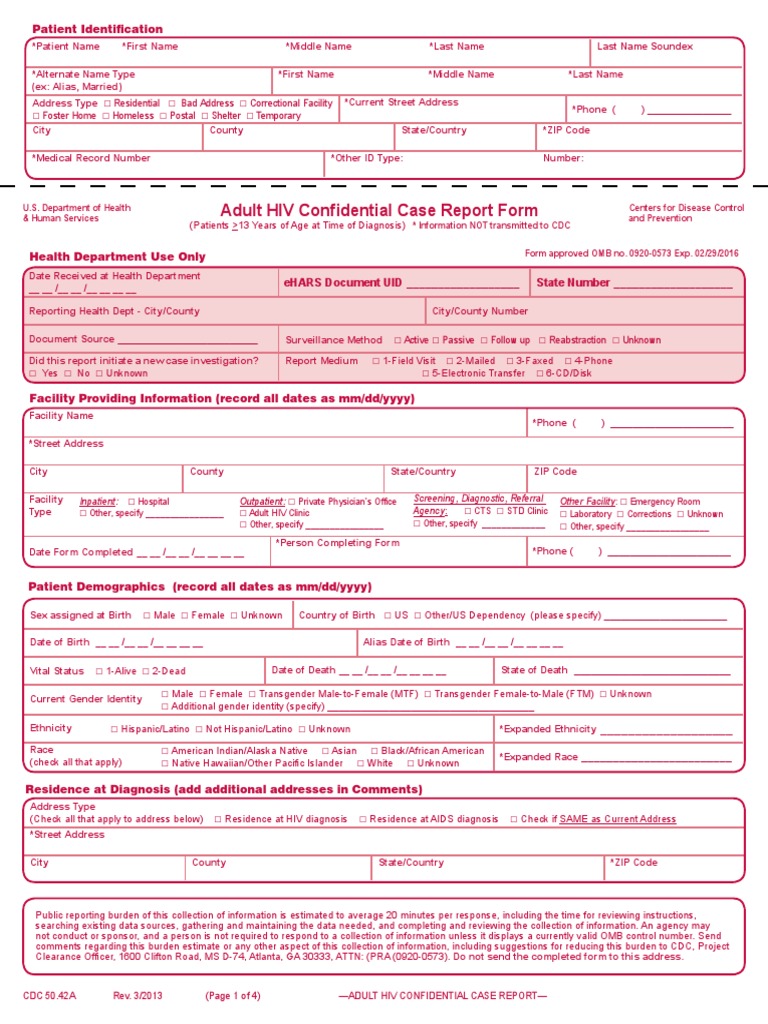 Adult HIV Confidential Case Report Form | PDF | Race And Ethnicity In ...