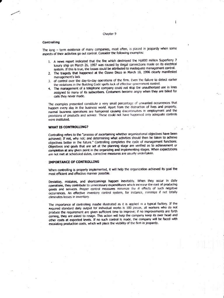 Chapter 9 - Controlling | PDF | Business | Nature