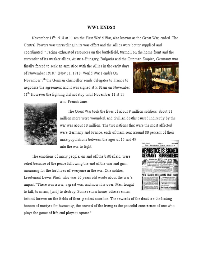 ww1 Ends | PDF