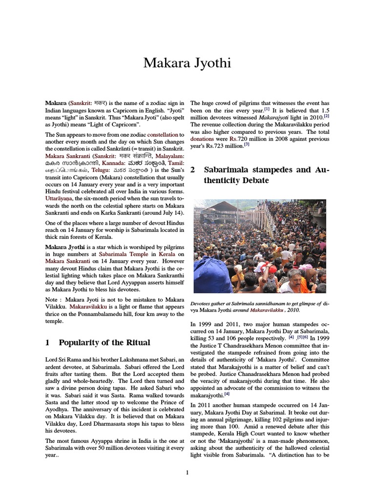 Makara Jyothi | PDF | Kerala | Hindu Worship