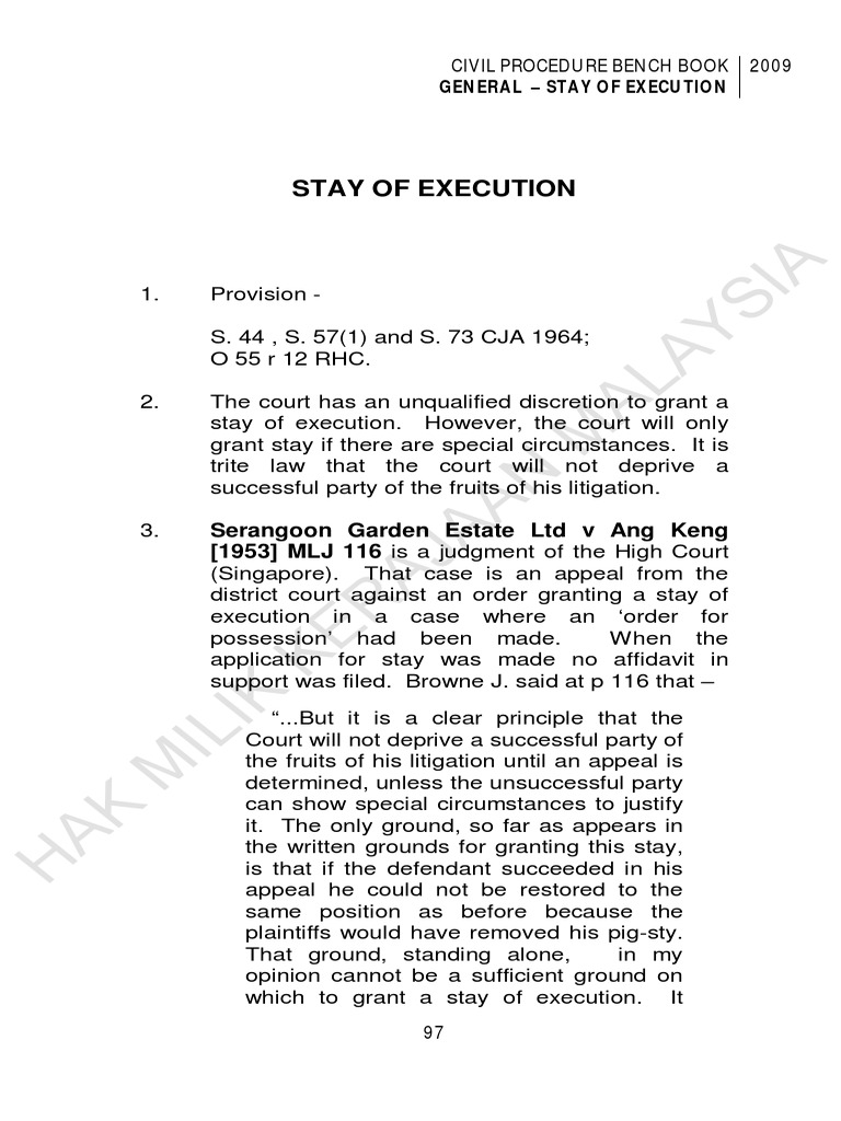 Stay of Execution PDF | PDF | Judgment (Law) | Lawsuit